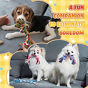 Hiboom 24 Pcs Puppy Rope Toys for Small Dogs Multi Color Puppy Knot Chew Toy Cotton Puppy Teething Toy 2 Knot Dog Tug for Small and Medium Dogs Aggressive Chewers Newborn Pet and High Active Puppies
