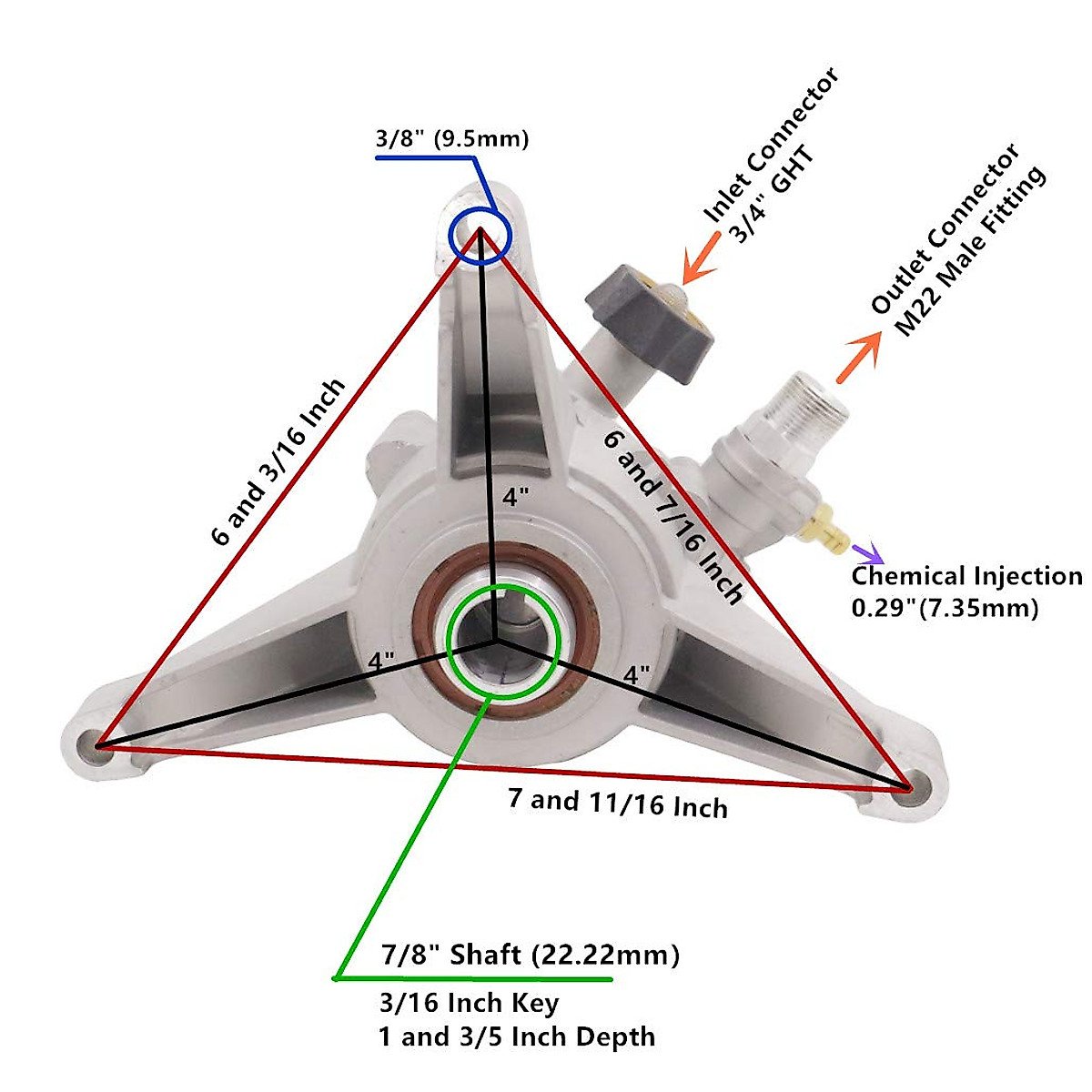 Universal Power Pressure Washer Pump for 3000-3200 PSI - Power Washer Vertical Pump - 2.5 GPM Water Pump 7/8" Vertical Shaft Pump