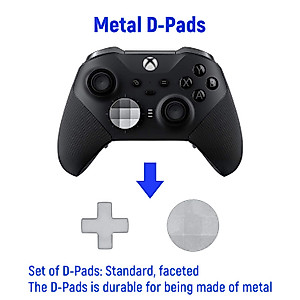 Mcbazel 13 in 1 Metal 6 Swap Thumbsticks Joysticks, 4 Trigger Paddles, 2 D-pads with Adjustment Tool and Carry Case for Xbox One Elite Series 2 Controller - Silver