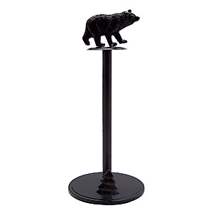 Country Log Cabin Decor Metal Bear Paper Towel Holder, 15 Inch