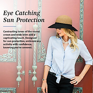 Wallaroo Hat Company – Women’s Riviera Sun Hat – UPF 50+, Wide Brim, Packable Design, Adjustable for Medium Crown Sizes – Elegant Style for Travel, Garden Parties and Outdoor Events (Camel/Black)