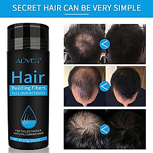 Hair Building Fibers, Hair Thickening Fibers for Thinning Hair & Bald Spots Thicker Fuller Hair in 15 Seconds Suitbable for Man and Woman 0.97Oz(Black)