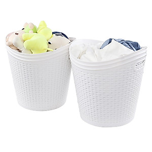 Sadstory 40 L Plastic Laundry Hamper, Large Plastic Storage Baskets, White, 6 Packs