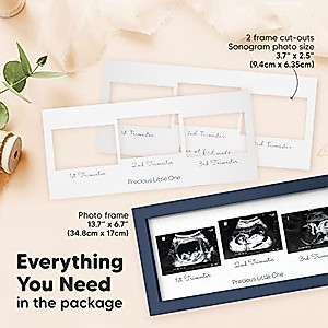 Sonogram Picture Frame - Trio Ultrasound Picture Frames For Mom To Be Gift - Baby Ultrasound frame - Pregnancy Announcements Sonogram frame - Baby Nursery Decor, Pregnant Mom Gifts (Midnight Blue)
