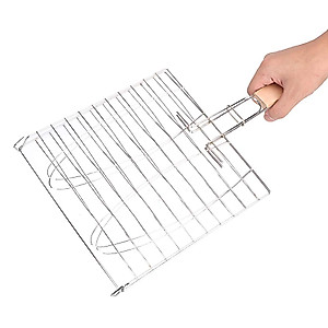 Grill Basket,Stainl Steel Rolling Grilling Baskets,Non-Stick Handle BBQ Net Barbecue Mesh for Outdoor Grilling,Fish Meat Grill Basket for BBQ Oven