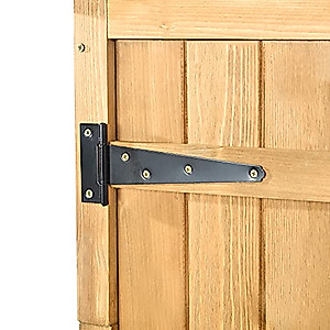 Merax 5.8ft x 3ft Outdoor Wood Lean-to Storage Shed Tool Organizer with Waterproof Asphalt Roof, Lockable Doors, 3-Tier Shelves for Backyard, Natural