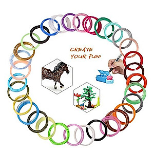 MIKA3D 32 Colors 3D Pen PLA Filament Refills, Each Color 10 Feet, Total 320 feet, Pack with 4 Finger Caps