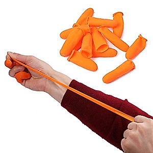 COOSKIN 100 PCS Latex Finger Cots Reusable Rubber Fingertips Protective Glove Duty Industrial Grade Finger Cots (Large)