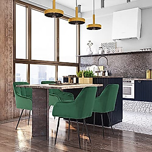 Higliocas Dining Chairs Set of 2, Kitchen Chairs with Velvet Upholstered, Modern Living Dining Room Accent Armchairs with Metal Legs, Green