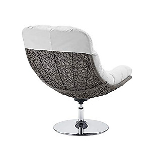 Modway Brighton Outdoor Patio Wicker Rattan Swivel Lounge Chair in Light Gray White
