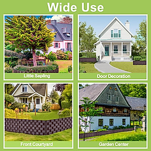 Sasylvia 8 Sets Faux Rattan Brown Landscape Edging Flexible Plastic Garden Border Decorative Lawn Edging Flower Bed Edging Borders with Anchoring Stakes and Hammer for Outdoor, 23.62 x 0.3 x 8.66 Inch