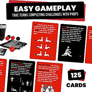 Do or Drink Team Wars - Drinking Games for Game Night, Girls Night, and More - Adult Games with Cups, Ping Pong Balls, Dice, Ropes, and More - Fun Party Games