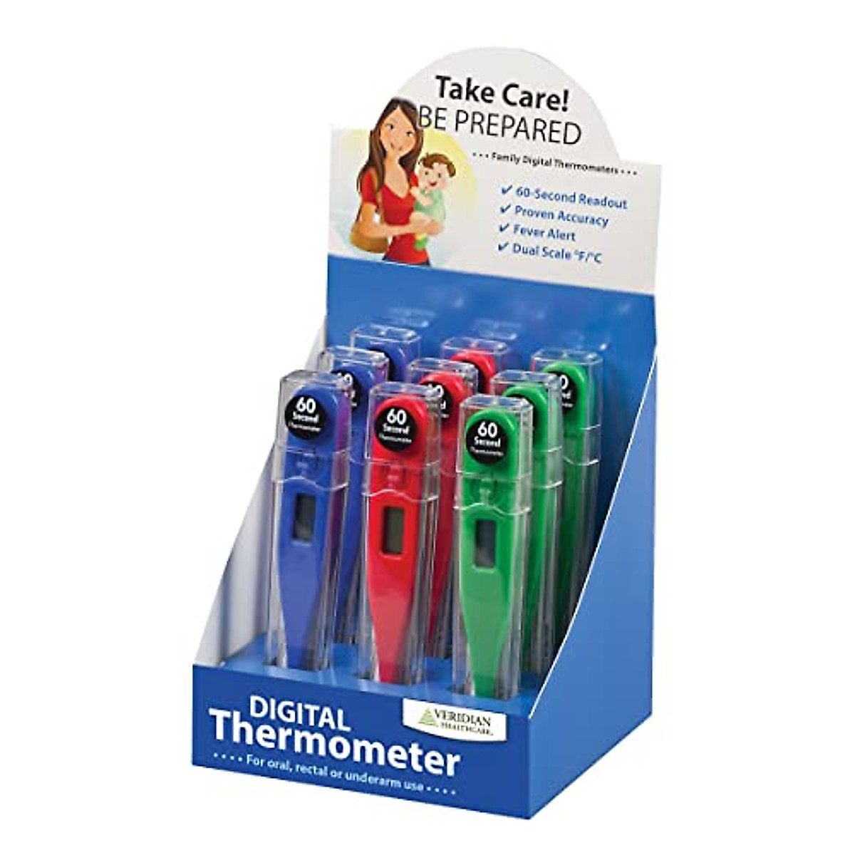 Veridian Healthcare 08-302VC 9-Piece Digital Thermometer Display