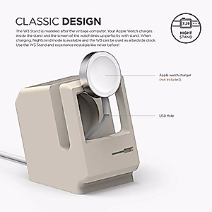elago W3 Stand Compatible with Apple Watch Series 8/SE2/7/6/SE/5/4/3/2/1 (45mm, 44mm, 42mm, 41mm, 40mm, 38mm) (Classic White) - Classic Monitor Design, Compatible with Nightstand Mode