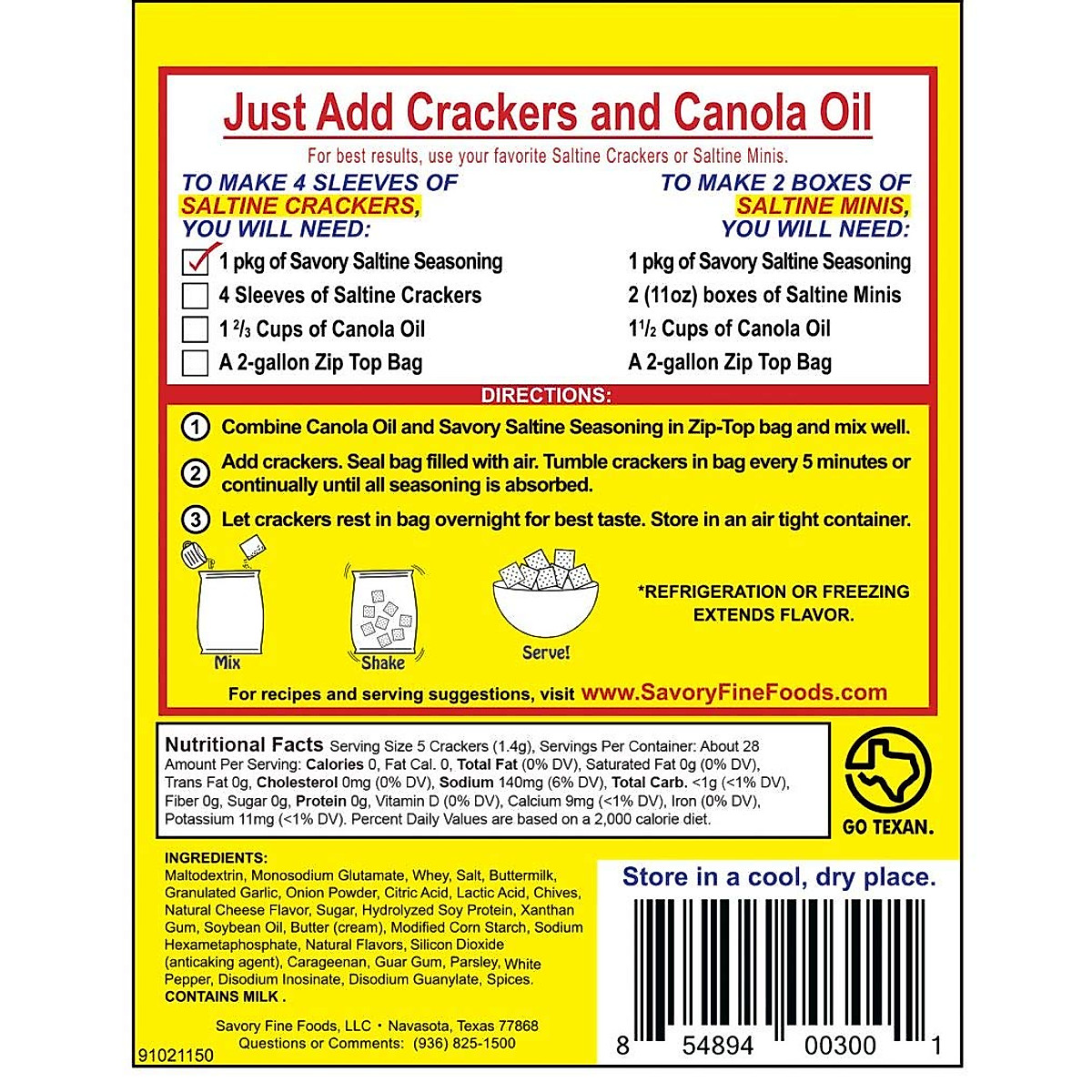 Savory Saltine Seasoning, 1.4 Ounce (Pack of 2)