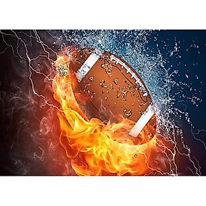 HRKDHBS Paint by Numbers Flame Football DIY Acrylic Oil Painting Kit Adult Kids Beginner Arts Crafts 40X50Cm (Without Frame)