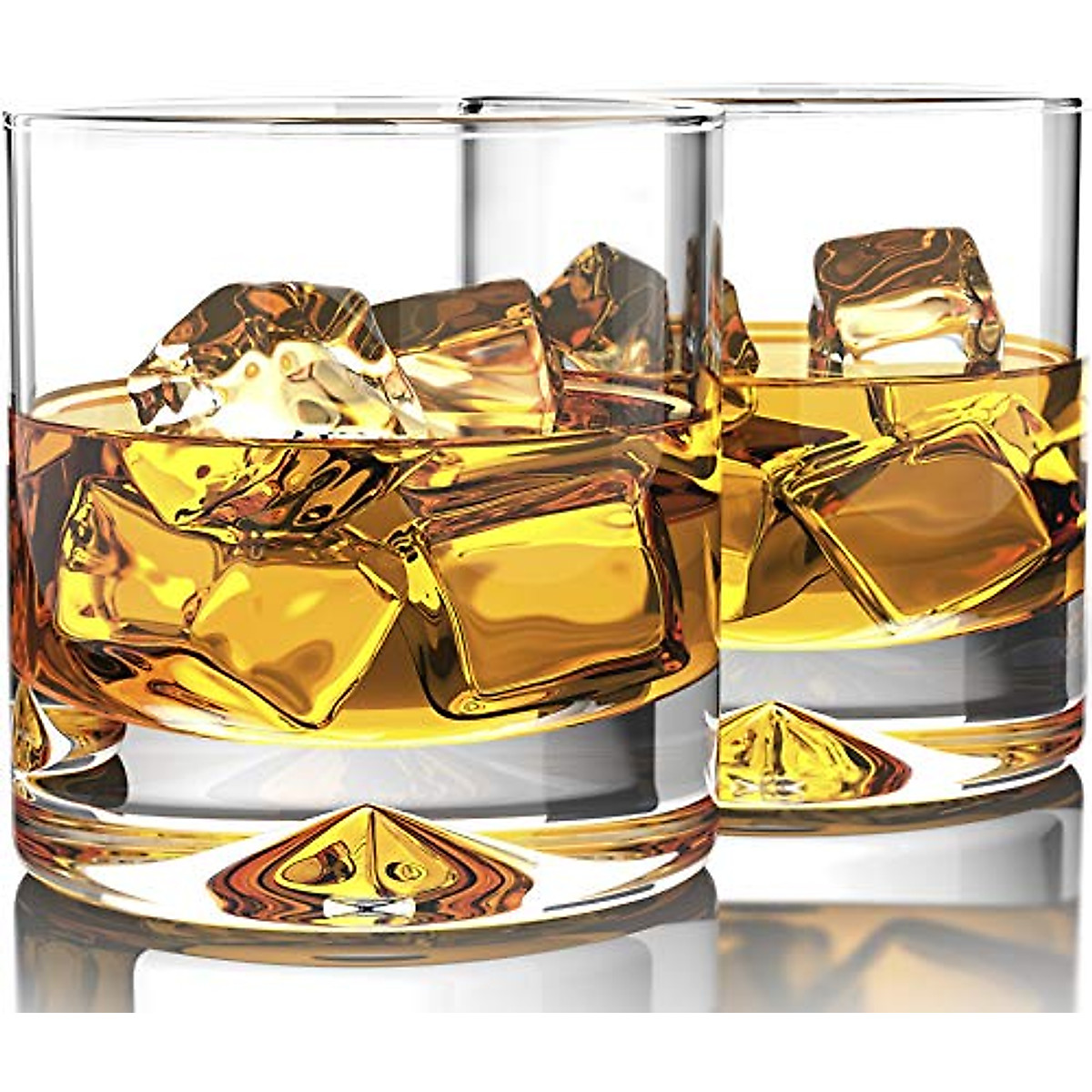 Mofado Weighted Crystal Whiskey Glasses - 12oz (Set of 2) - Thick, Stable, Heavy Hand Blown Crystal in a Gift Box - Perfect for Scotch, Bourbon, Manhattans, Old Fashioned Cocktails