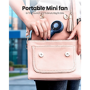 Gaiatop Mini Portable Fan, Navy Blue, Cute Design, Powerful Wind, Handheld and Desktop, Rechargeable Battery