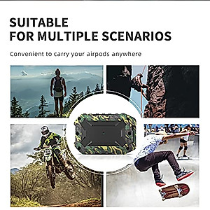 WEFOR Armor Designed for AirPods Pro Case Cover, Full-Body Protective Rugged Metal Soft Silicone AirPod Pro Case with Keychain for AirPods Pro Wireless Charging Case, Camo Green [Front LED Visible]