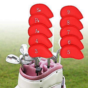 HISTAR Golf 10pcs Thick Synthetic Leather Golf Iron Head Covers Set Headcover Fit All Brands Titleist, Callaway, Ping, Taylormade, Cobra, Nike, Etc