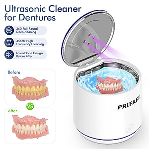 Ultrasonic Cleaner for Dentures, Retainer, Aligner, Mouth Guard, Braces, Jewelry, Whitening Trays, Toothbrush Head, 45kHz Portable Ultrasonic Retainer Cleaner, For Home and Travel purple