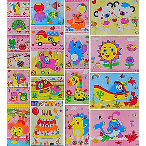20pcs 3D EVA Foam Sticker Puzzle Game DIY Cartoon Animal Learning Education Toys for Toddler Kids Art Craft Kits (kidslove A)