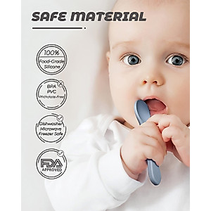 10 Pcs Silicone Baby Spoons and Baby Forks, Chewable Baby Utensils for Self-Feeding, Silicone Baby Utensils, Kids Utensils for Over 6 Months Babies Spoon toddler utensil