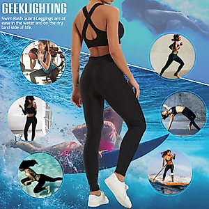 GEEK LIGHTING Swim Pants for Women Surfing Leggings SPF Swimming Tights Rash Guard Water Wetsuit Dive Kayaking Pants Black