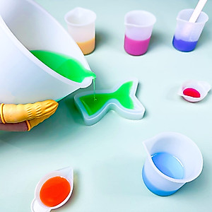 Silicone Measuring Cups for Resin Supplies, Resin Cups Kit with 600ml & 100ml Resin Mixing Cups and Tools, Silicone Cups for Resin Molds, Epoxy Resin Cups, Cooking, Casting Moulds, Jewelry Making