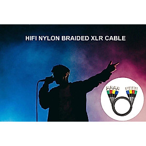 KINXIYU XLR Cable 6 FT/4 Pack, Microphone Cable 3 Pin Nylong Braided Balanced XLR Male to XLR Female Heavy Duty Mic Patch Cords