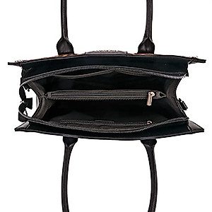 DAVID JONES Paris Women Fashion Leopard Print Shoulder Tote Bag - Black/Brown