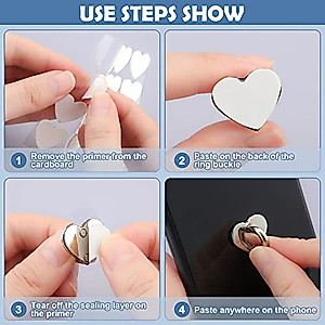 8 Pcs Cell Phone Finger Ring Adhesive Metal Phone Finger Grip Loop Stand Heart Grip Holder Phone Charm Hook for DIY Hanging Supplies (Silver)