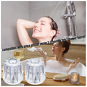 Kigley 4 Pcs Shower Faucets Handle Replacement Handles Shower Knob Replacement Compatible with Pfister Old Systems Bathtub, Clear (Novelty Style)