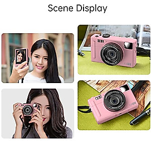 Camnoon 1080P Compact Digital Camera 48MP 3.0 Inch LCD Screen Auto Focus 16x Digital Zoom Anti Shake Smile Capture, Beauty Built-in Flash Battery Selfie Mirror Kids Teen Friends
