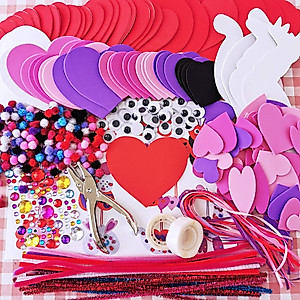 Winlyn 24 Sets Valentine's Day Craft Kits Foam Hearts to Animal Shape Ornaments Sets DIY Heart Dog Cat Owl Fish Butterfly Bee llama Bunny Decorations for Kids Valentine Spring Party Art Activity