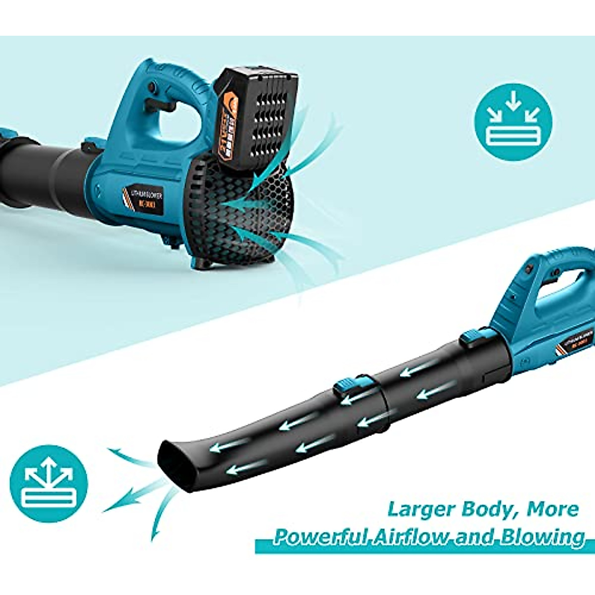 Cordless Leaf Blower - BHY 320 CFM 150 MPH Battery Leaf Blower with 4.0Ah Battery & Charger, 2 Section Tubes, 6 Dials, Electric Leaf Blower for Dust, Snow Debris,Yard, Work Around The House