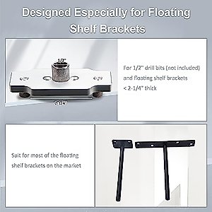 TOPOWN Aluminum Dowel Jig Kit Floating Shelf Bracket Jig 1/2" Dowel Jig Dowel Jig Self Centering Jig for Floating Shelf Dowel Jig for Straight Hole Centering Drill Jig Doweling Jig(Drill Not Included)