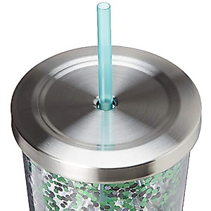 Spoontiques - Harry Potter Tumbler - Slytherin Glitter Cup with Straw - 20 oz - Acrylic - Green