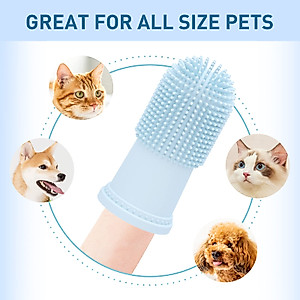 2 Pack Dog Toothbrush for Dog Teeth Cleaning Dog Finger Toothbrush Dog Tooth Brushing Kit Pet Toothbrush Puppy Toothbrush Blue and wiht