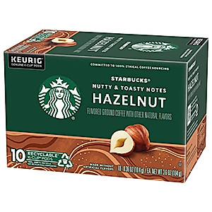 Starbucks Flavored Coffee K-Cup Pods, Hazelnut Flavored Coffee, Made without Artificial Flavors, Keurig Genuine K-Cup Pods, 10 CT K-Cups/Box (Pack of 2 Boxes)