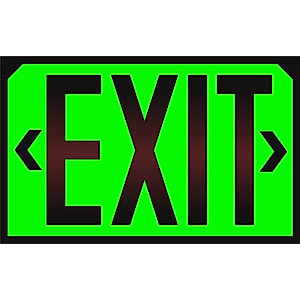 OSHA Photoluminescent Exit Sign | Pack of 2 | UV Inks on Aluminum | HEAT Resistant | COLD Tolerant | WEATHER Proof. NightBright USA Part: OCR-050 II