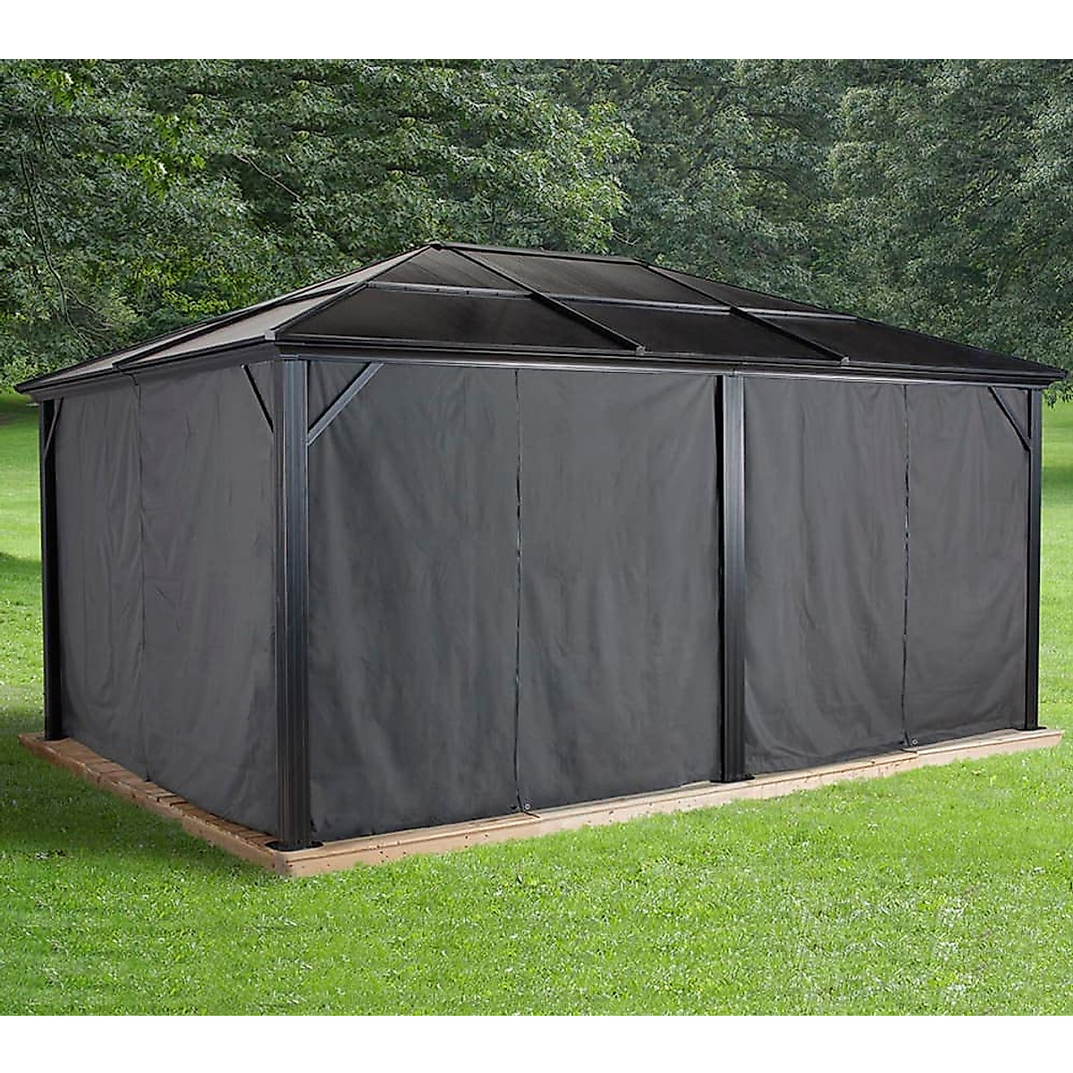 Sojag 135-4154917 Spun Polyester Gazebos Curtains for Meridian Hard Top Sun Shelter, 12' x 16', Grey