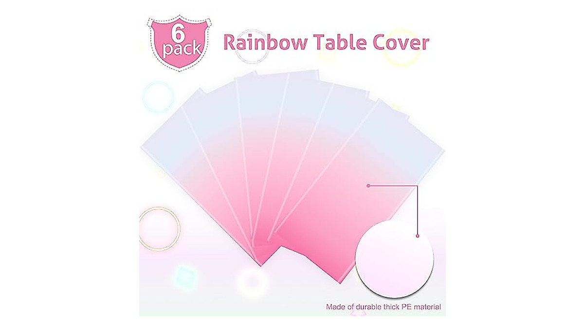 Pastel Rainbow Tablecloths - 3 Pack for Parties