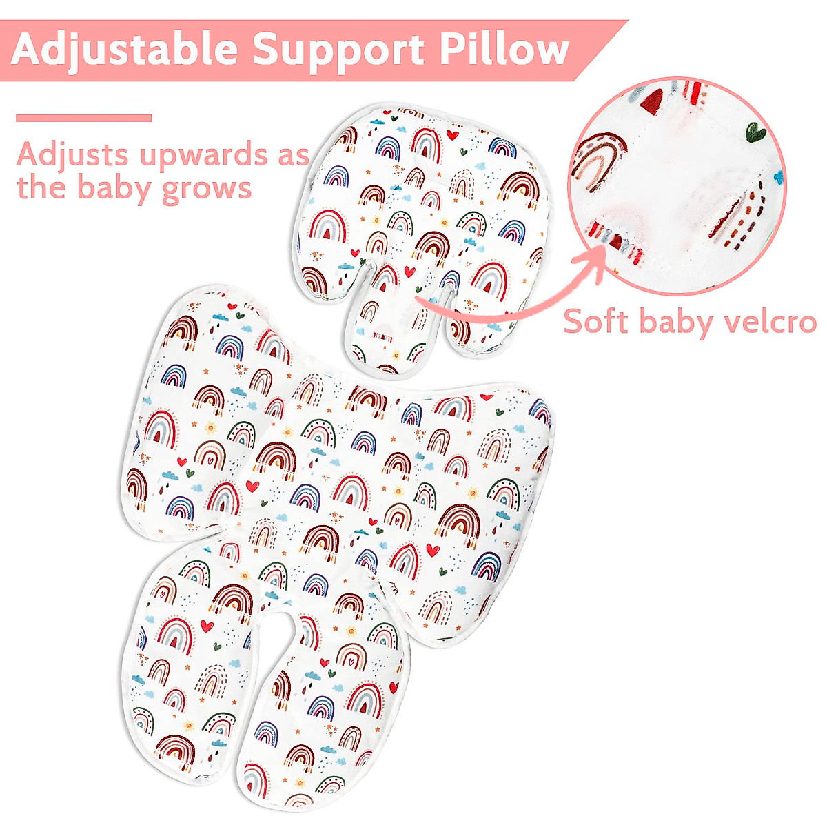 2-in-1 Car Seat Insert, CarSeat Head and Body Support, Cushion for Stroller, Swing, Bouncer, Baby Car Seat Strap Covers Shoulder Pads for Baby Kid