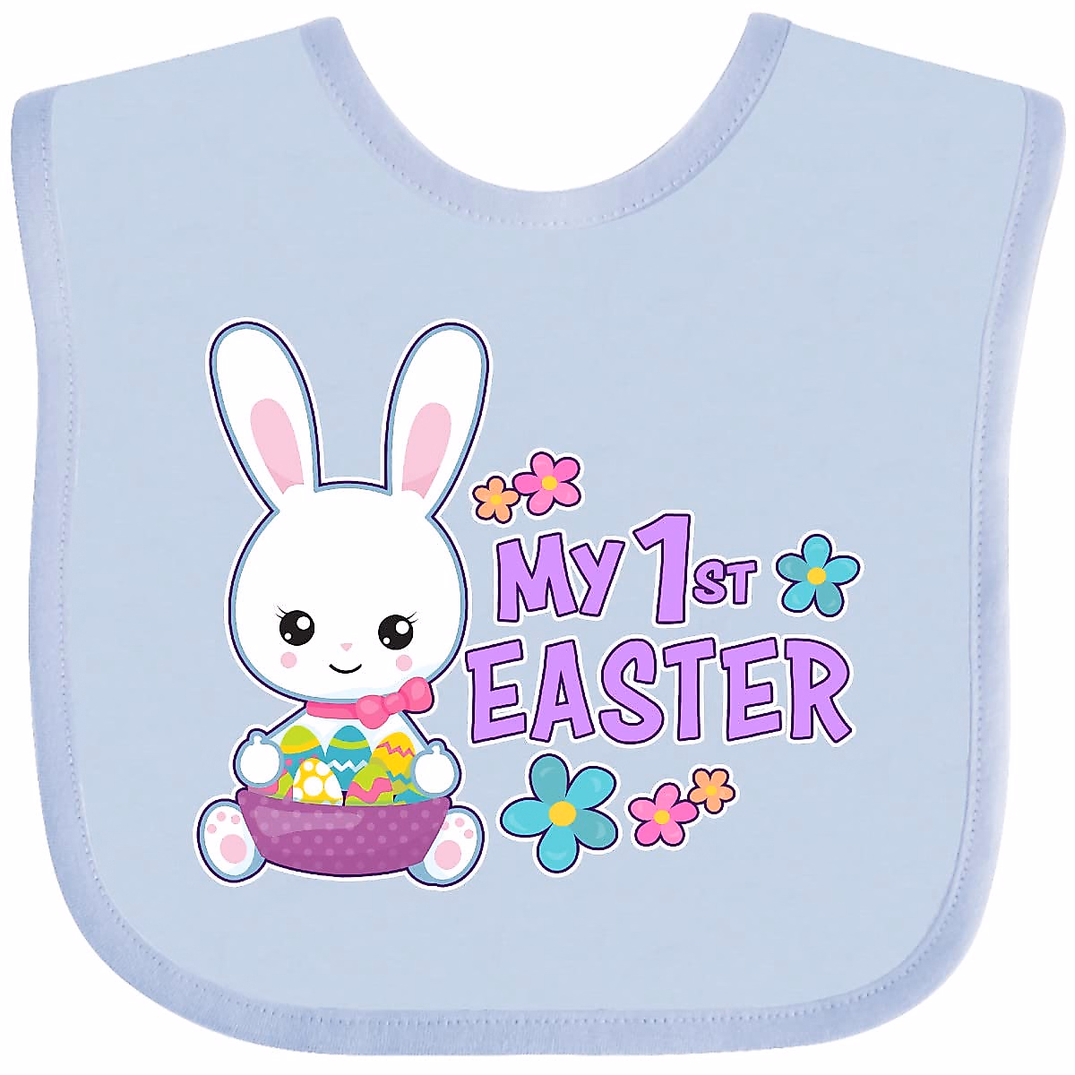 inktastic My 1st Easter with Bunny and Easter Basket Baby Bib Light Blue 2eb3e