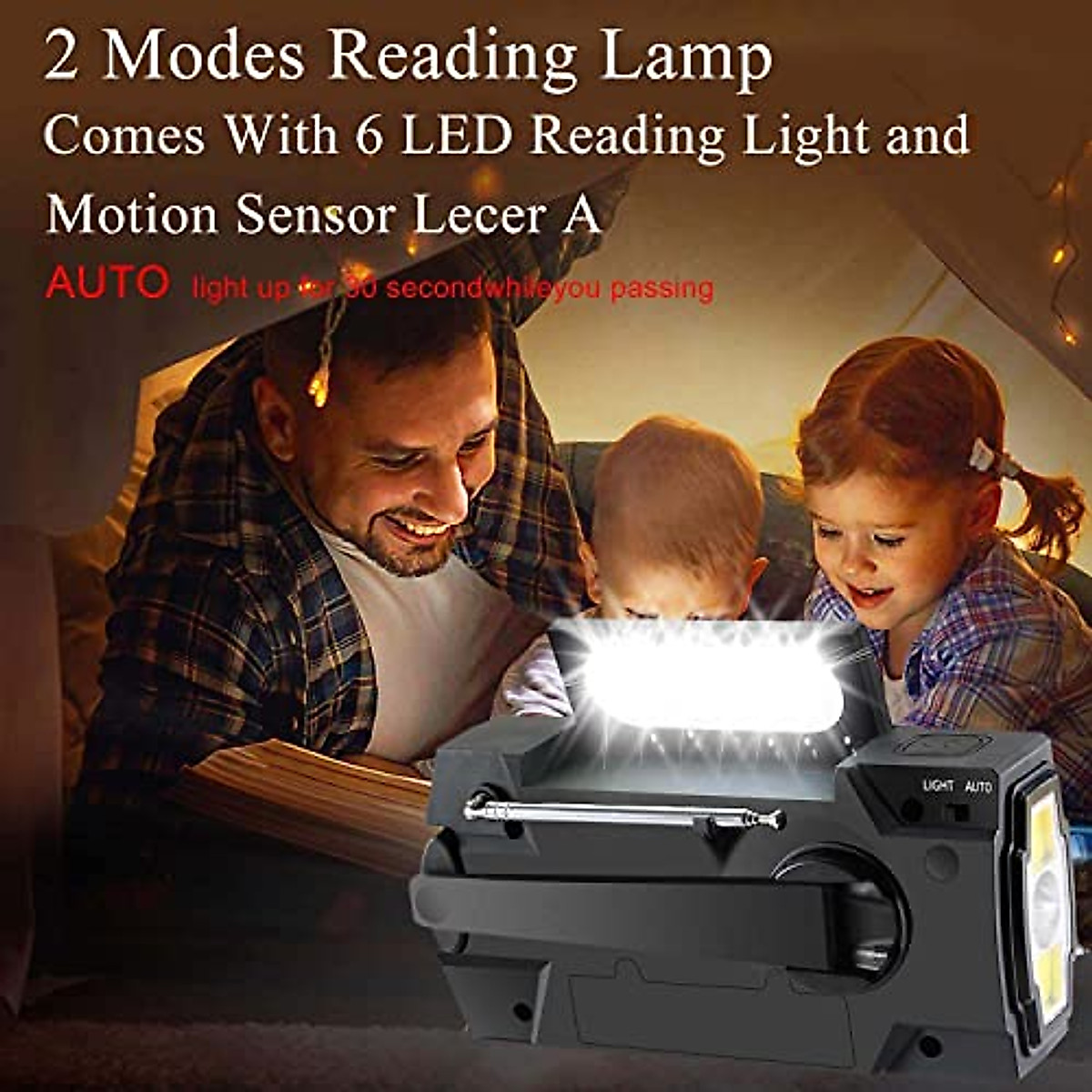 Tiamat+ Radio, Solar Hand Crank Radio with 4000mAh-Power Bank USB Charger, Portable AM/FM/NOAA Tiamat+ Radio, Reading Lamp, LED Flashlight, SOS Alarm for Emergency Black-White