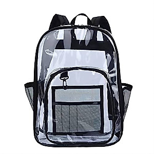 Skycco Large Clear Backpack Stadium Approved 16.5''X12.9''X6.7'',Heavy-duty PVC Backpack (Grey) (SUM511)
