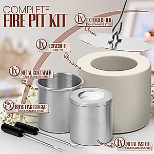 Tabletop Fire Pit, Fire Bowl with 2 Roasting Sticks | Small, 91% Isopropyl Alcohol Mini Fire Pits for Balcony, Patio Décor -Portable Fire Pit for Camping and Hiking | Smores Kit