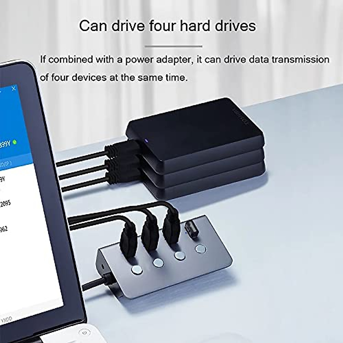 WJCCY Sub-Control Switch 4-Port USB 3.0 HUB Aluminum Alloy Upto 5Gbps Multi USB Splitter for Desktop Laptop