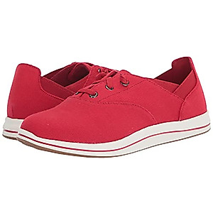 Clarks womens Breeze Ave Sneaker, Red Canvas, 10 Wide US